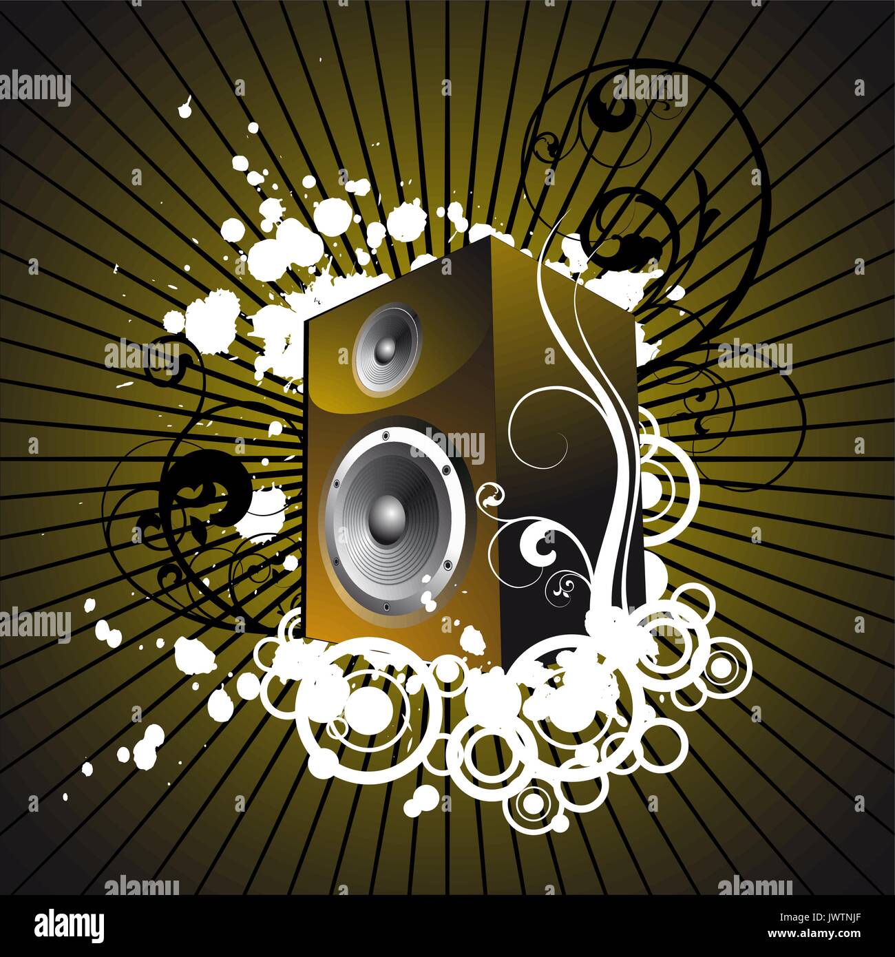 vector music illustration with wing on green background Stock Vector ...