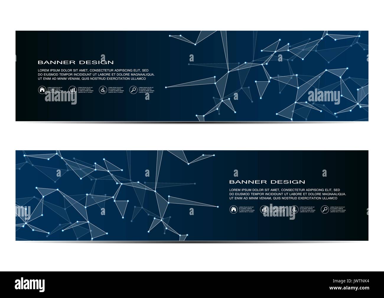 Technological and scientific banners with structure of molecular ...