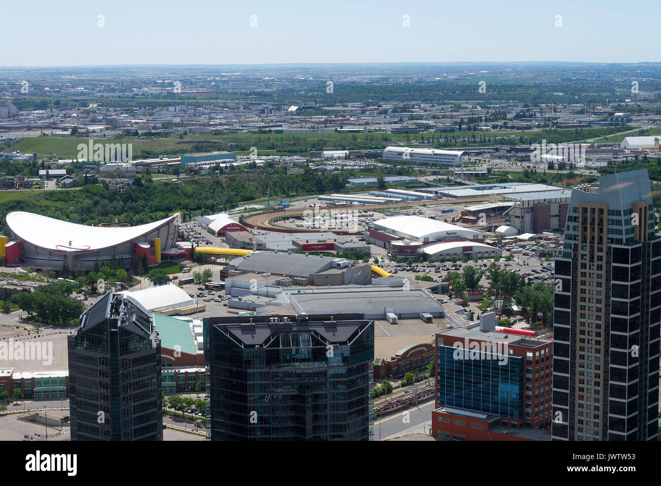 The Aerial View Towards The Calgary Stampede Showground and Saddledome ...
