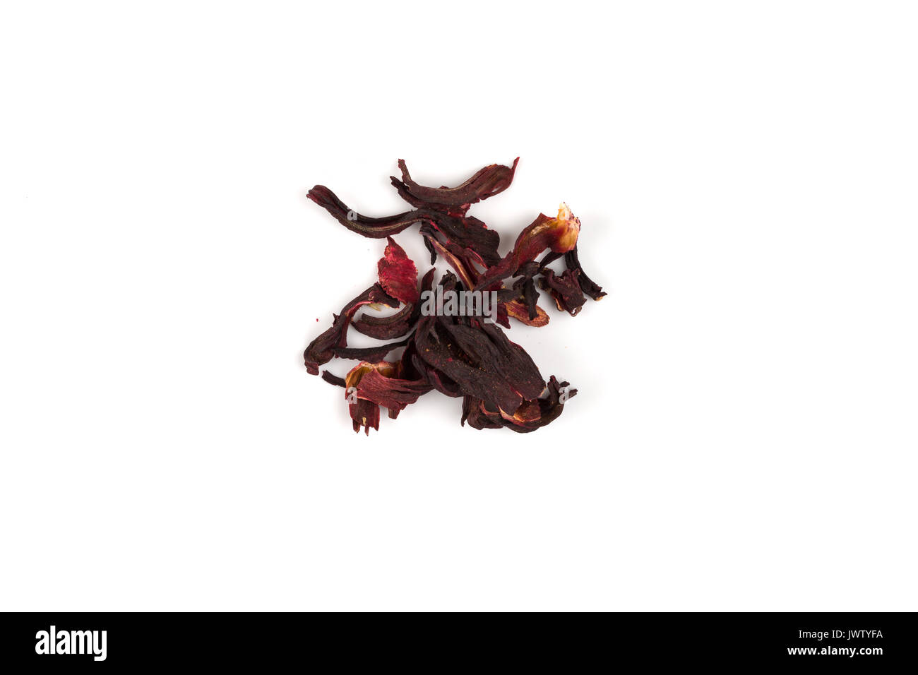 Heap of aromatic Hibiscus tea (karkade), isolated on white background ...