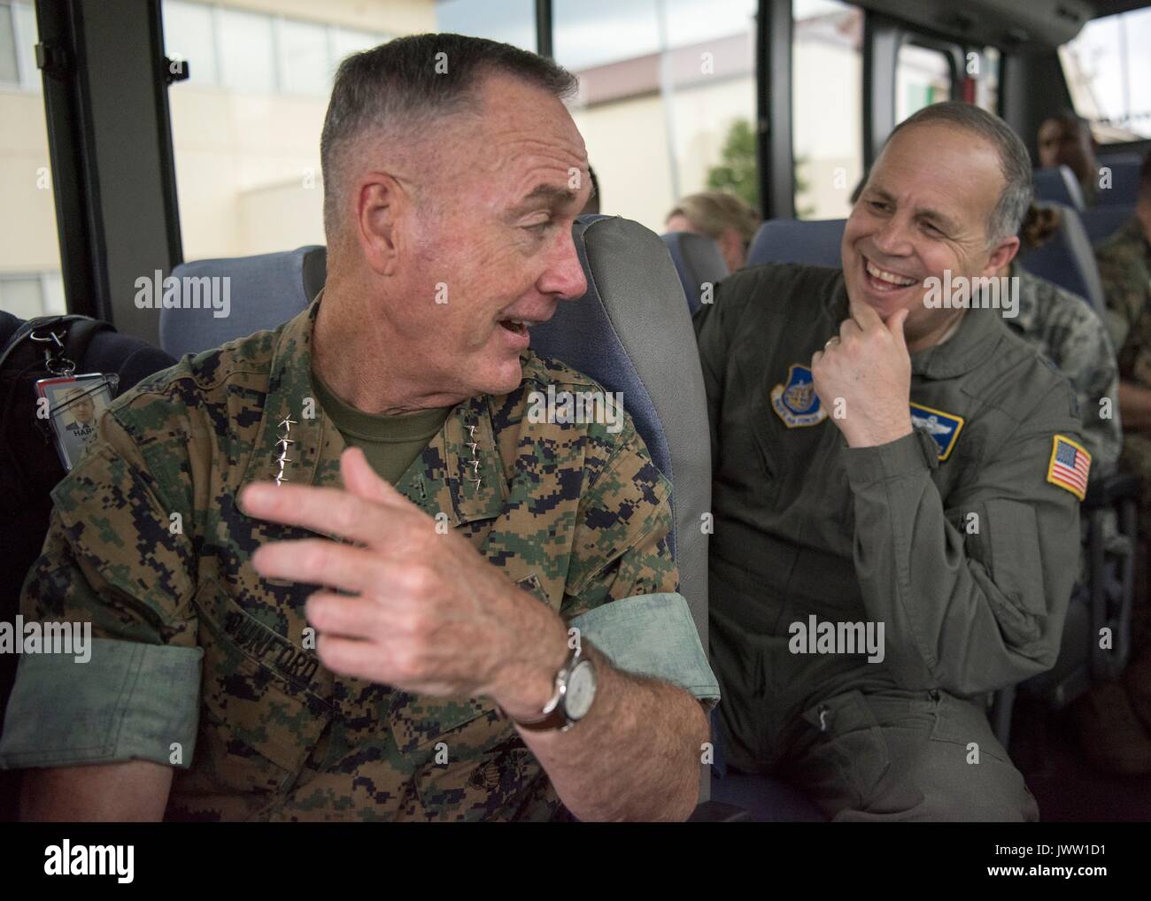 U.S. Chairman of the Joint Chiefs Gen. Joseph Dunford, left, talks with ...