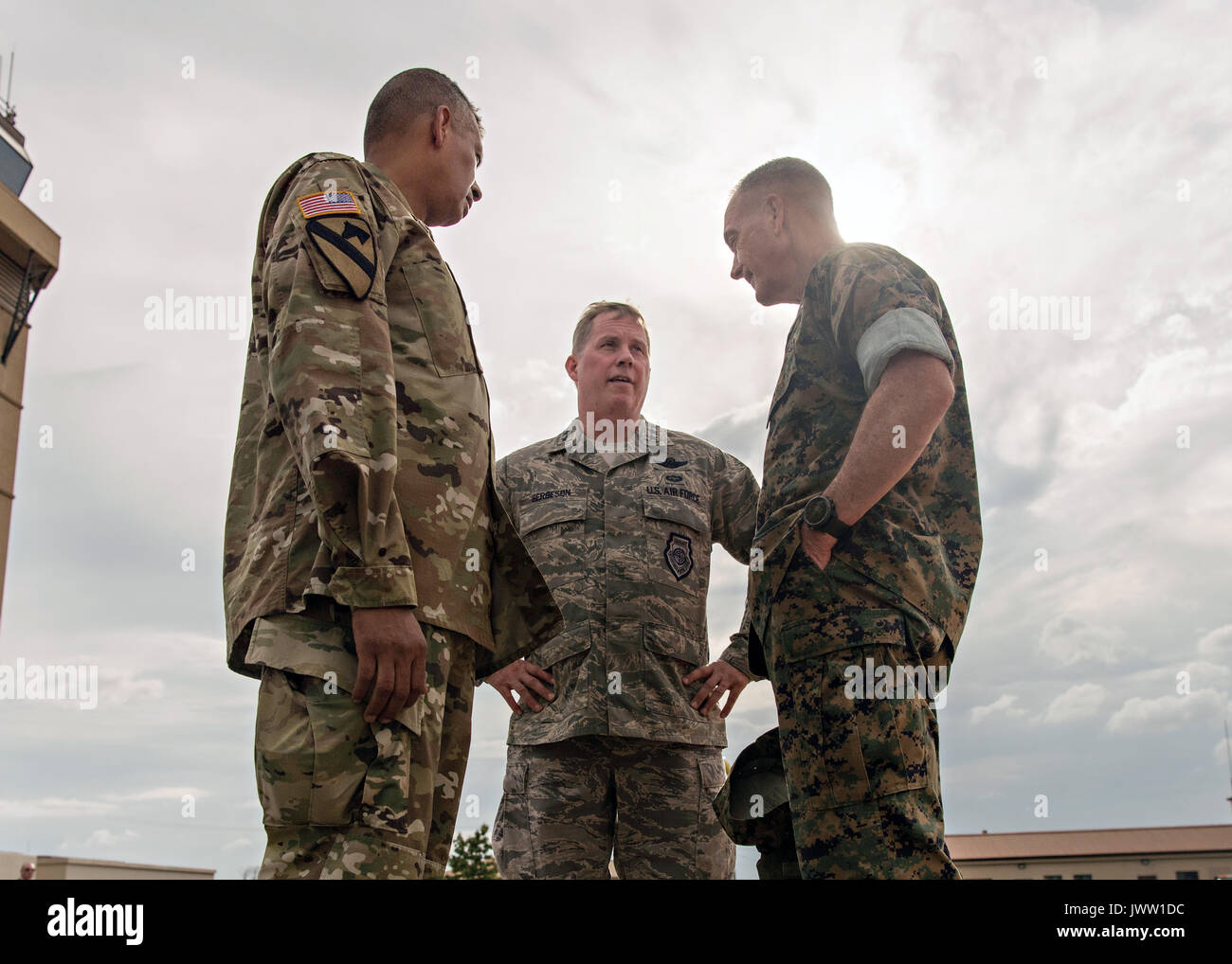 U.S. Chairman of the Joint Chiefs Gen. Joseph Dunford, right, chats ...