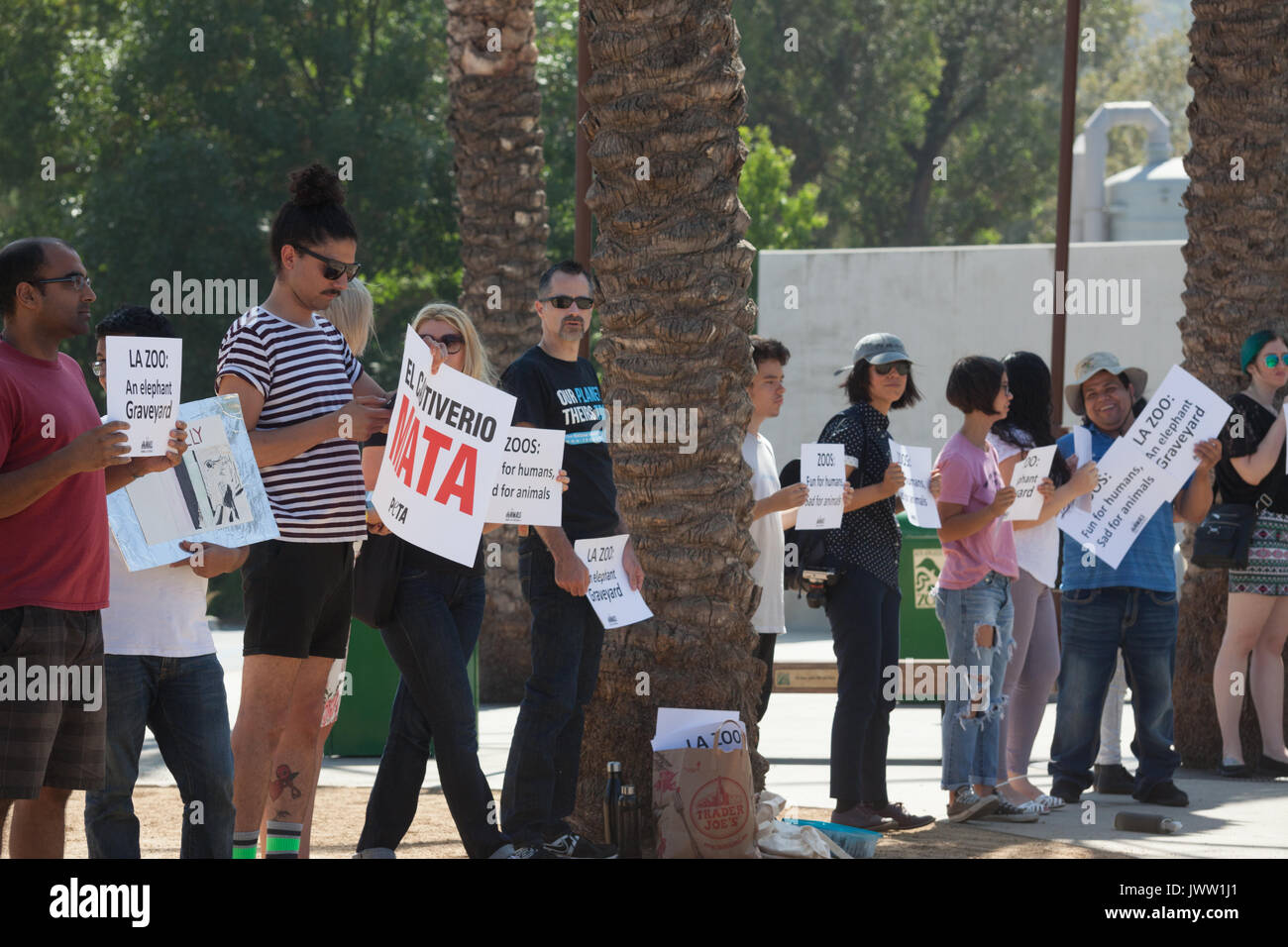 August 12, 2017 - A couple dozen people showed up at the Los Angeles ...