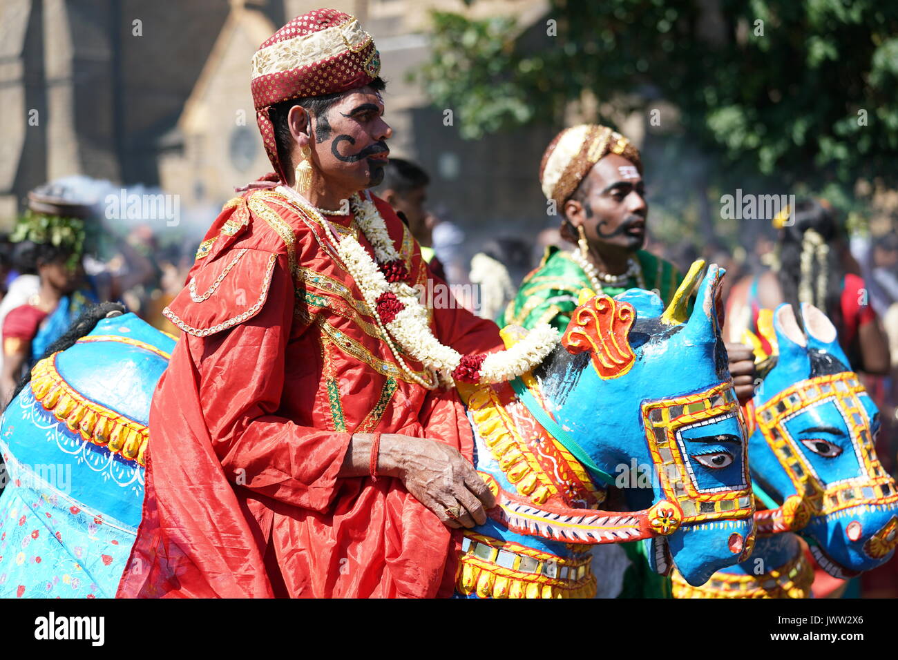 UK. 13th Aug, 2017. Scenes from a chariot procession which is the ...