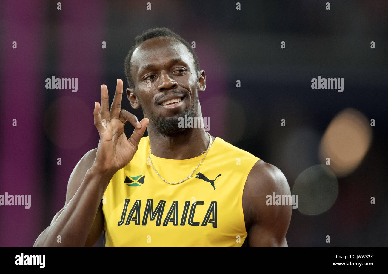 London, UK. 13th Aug, 2017. Sprinter Usain Bolt of Jamaica can be seen ...