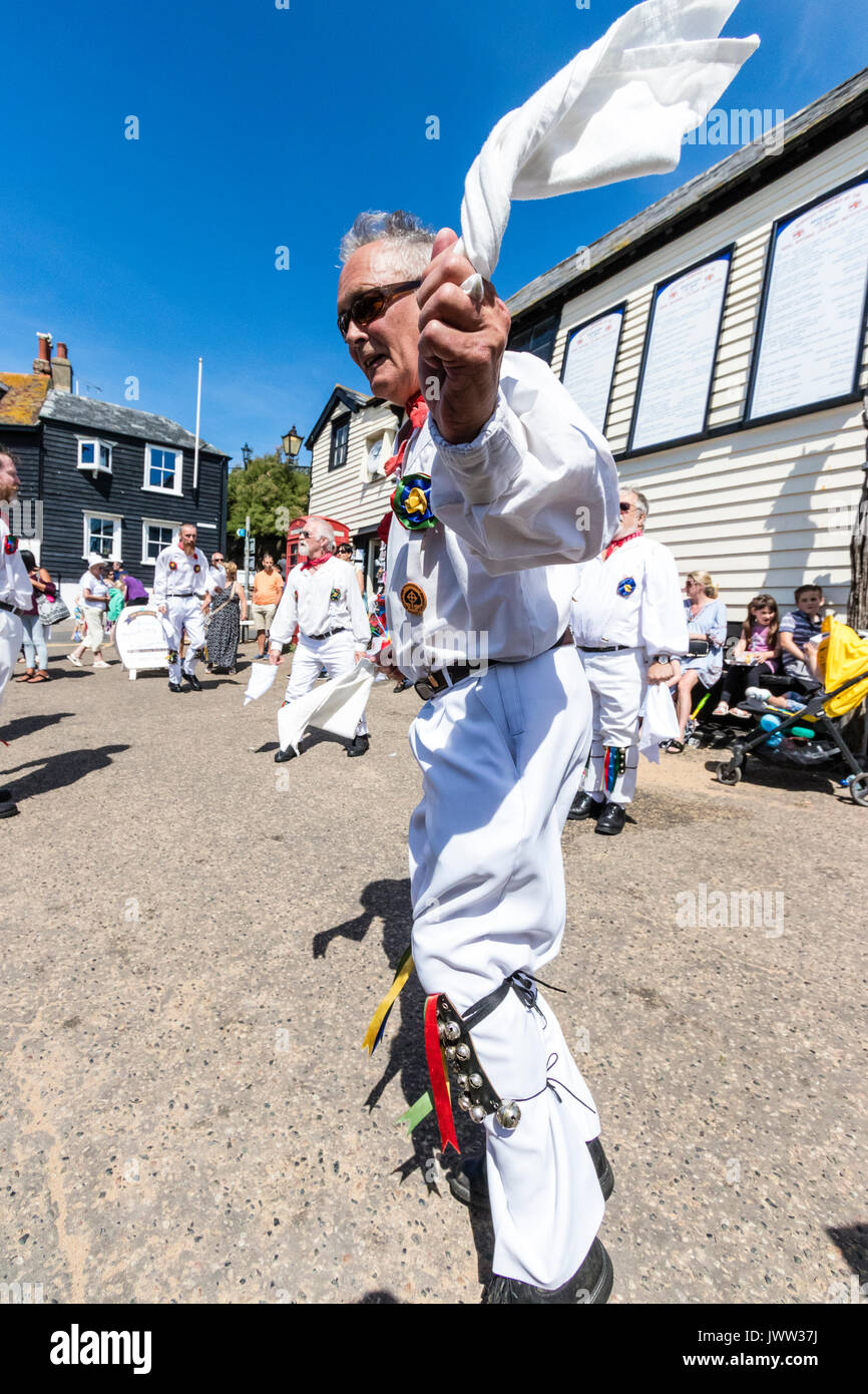 Traditional English folk dancers, Woodchurch Morris group, dancing on ...