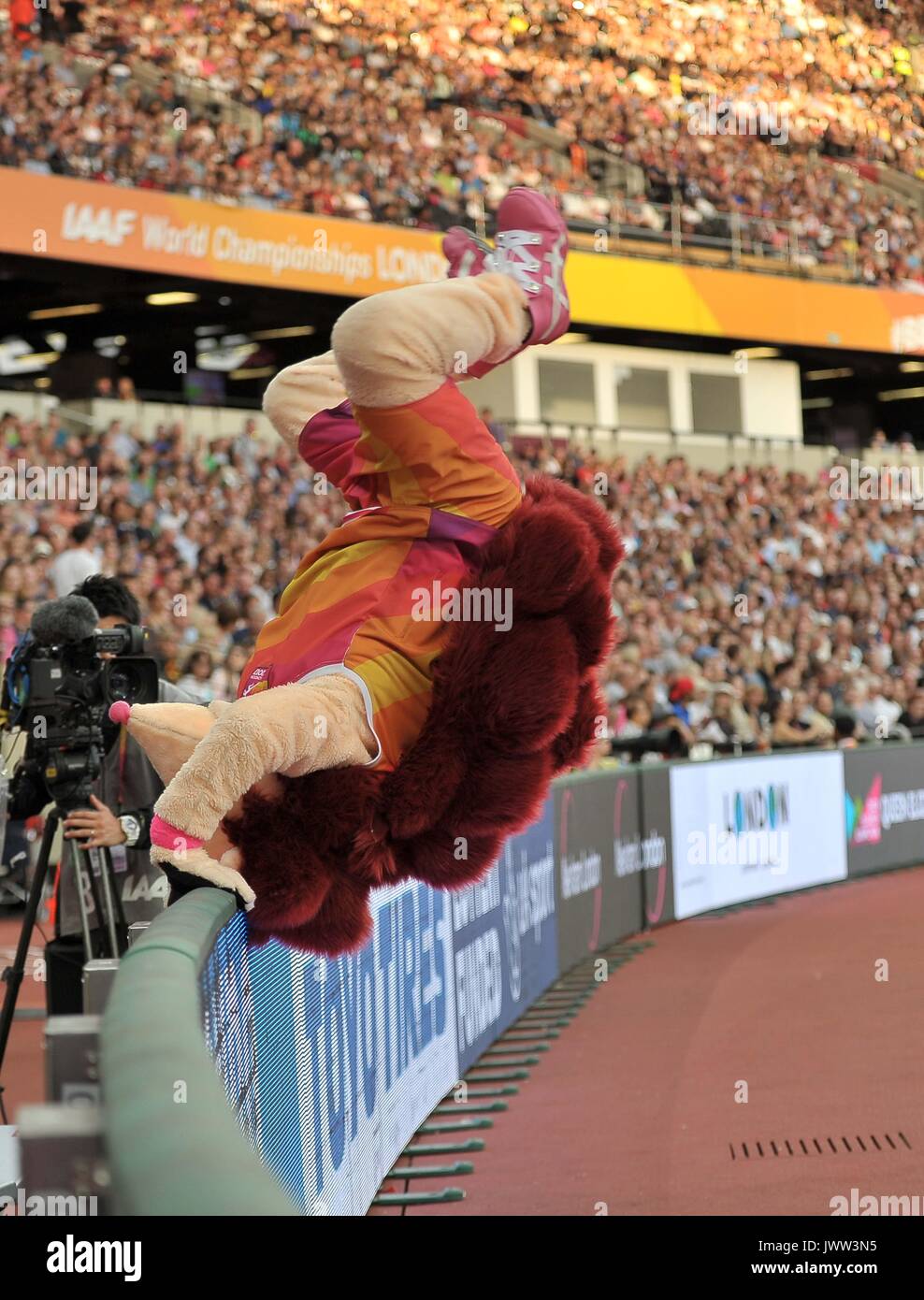 London, UK. 13th Aug, 2017. Hero the Hedgehog somersaults onver the ...
