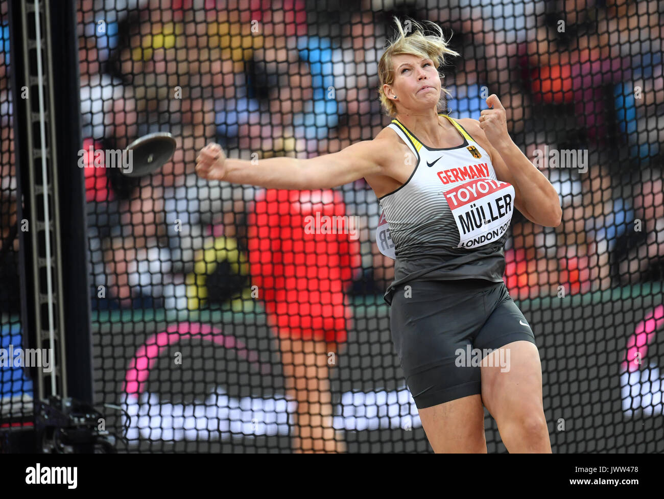 London, UK. 13th Aug, 2017. Germany's Nadine Mueller in action during ...