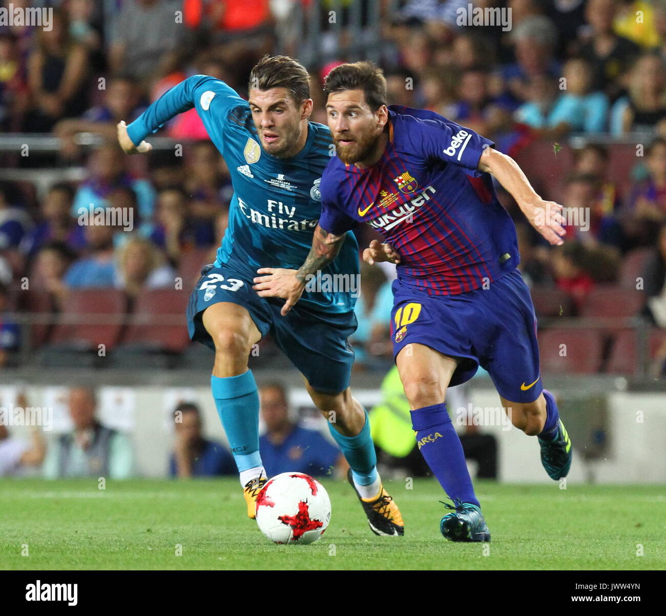 Leo Messi in action during Supercopa de Espa–a game 1 between FC ...