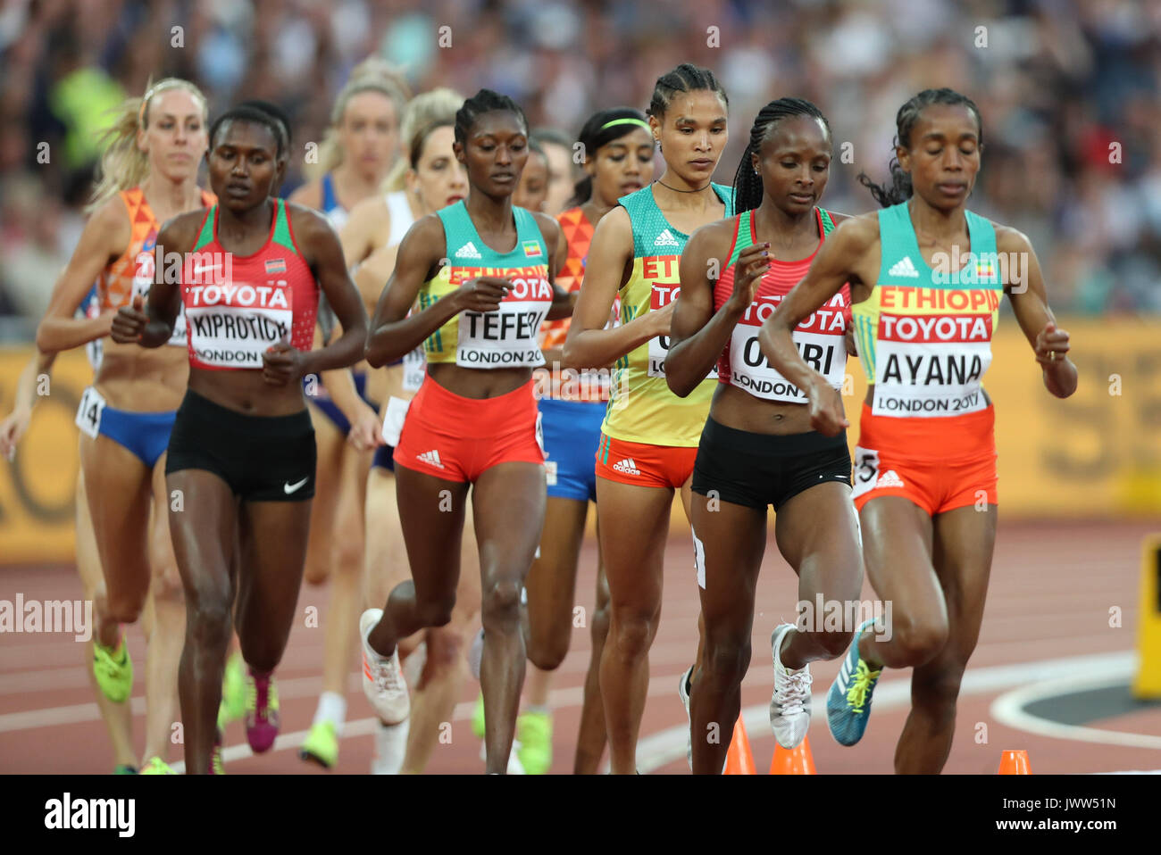 London, UK. 13th Aug, 2017. The women's 5000m final is led by Almaz ...
