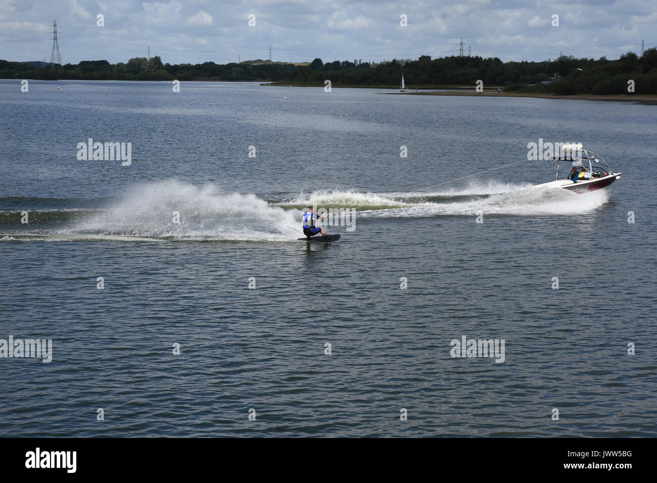 Wakeboarding on Chasewater Country Park on a warm summers day ...