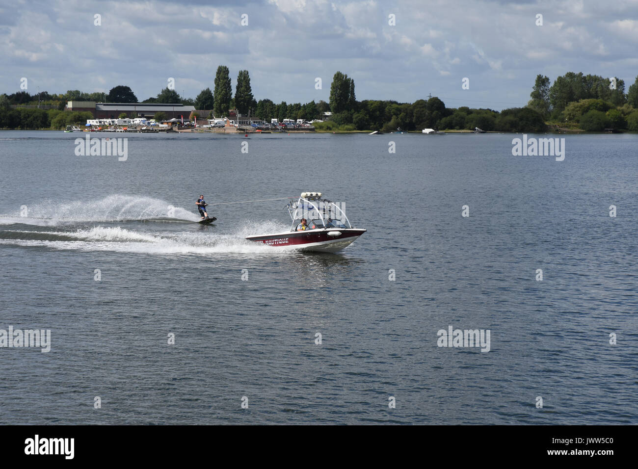 Wakeboarding on Chasewater Country Park on a warm summers day ...