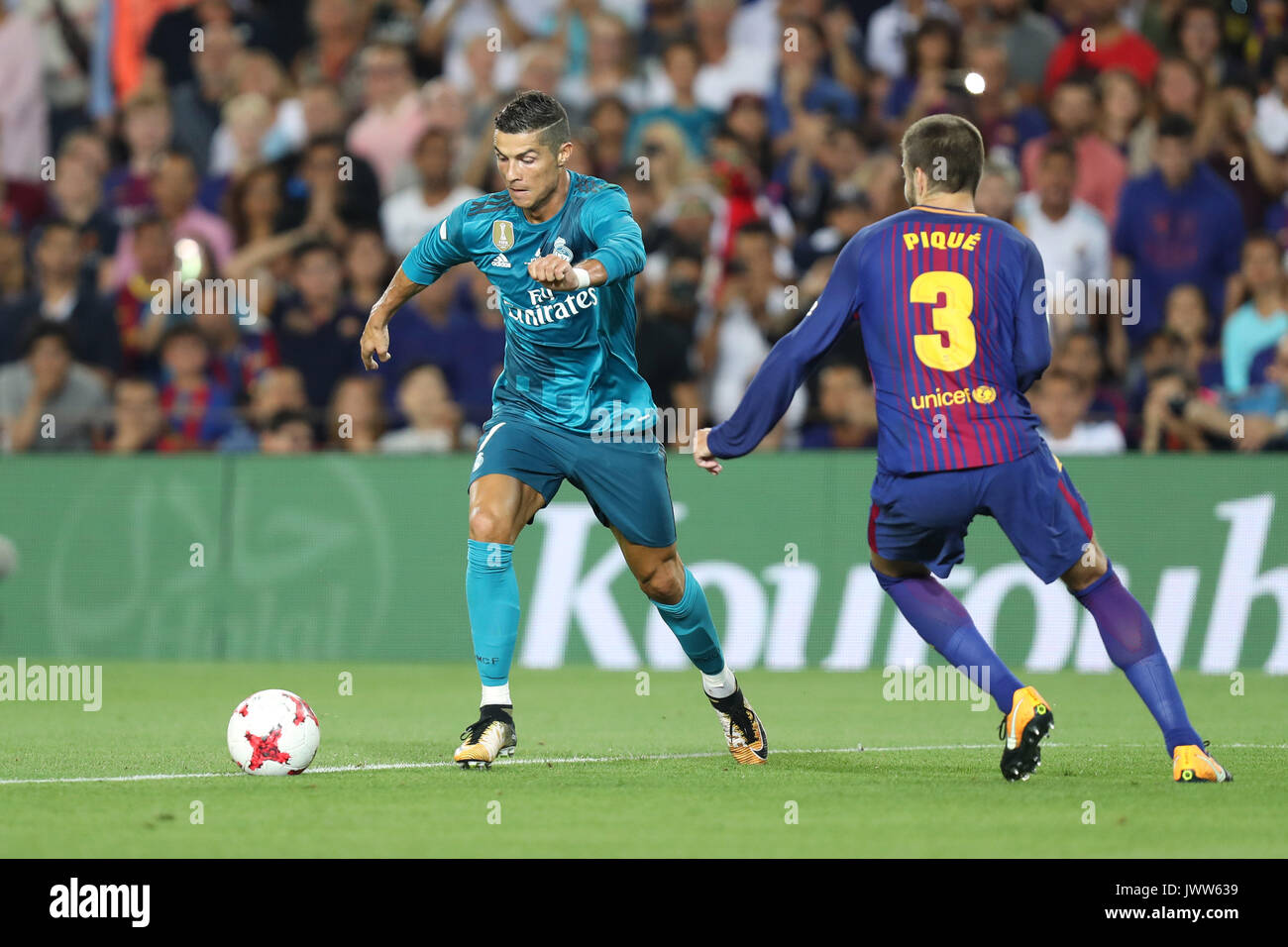 Barcelona, Spain. 13th Aug, 2017. Cristiano Ronaldo of Real Madrid ...