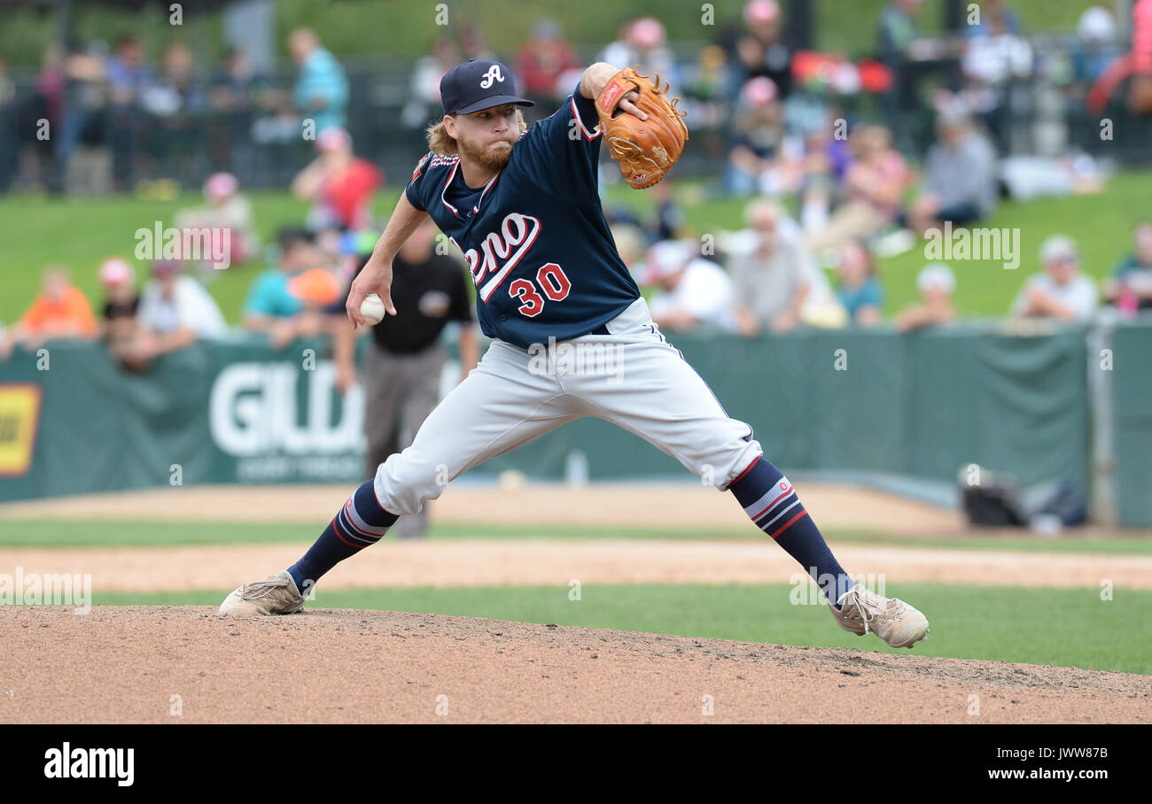 August 13, 2017 - Aces pitcher JIMMIE SHERFY (30) in action during a ...