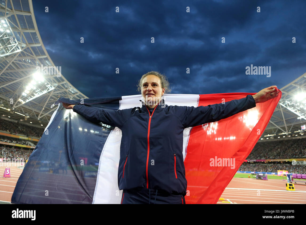 London, UK. 13th August 2017. Mélina ROBERT-MICHON (France) celebrating ...