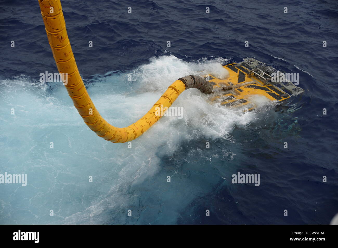 Aboard Kexue. 14th Aug, 2017. A remote operated vehicle (ROV) is put ...