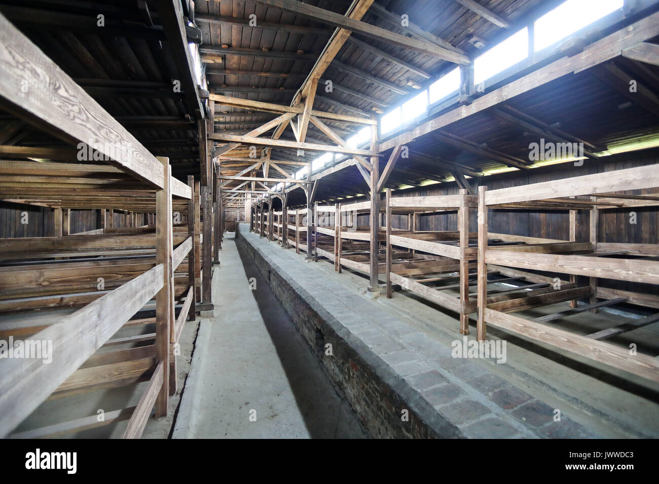 A view into a prisoner´s block in the former Auschwitz concentration ...