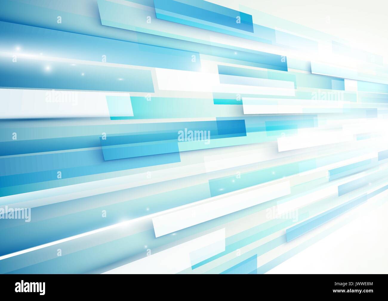 Abstract blue and white rectangles motion technology digital hi tech concept background Stock ...
