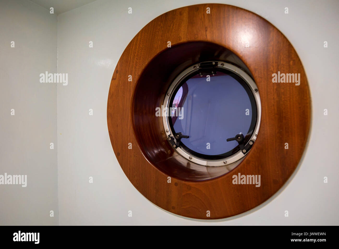 Modern wooden porthole Stock Photo - Alamy
