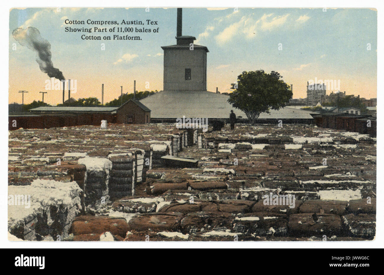 Cotton Compress, Austin, Tex Showing Part of 11,000 bales of Cotton on ...