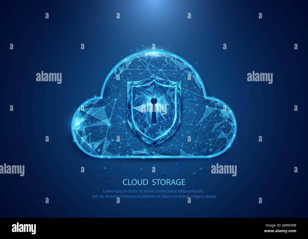 Abstract cloud technology security form of a starry sky internet, data ...