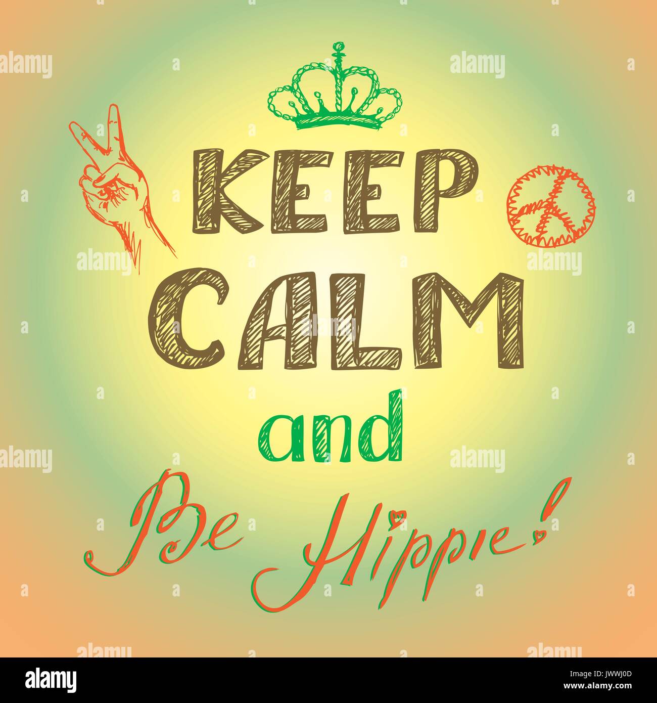 keep calm and be hippie poster, vector Stock Vector Image & Art - Alamy
