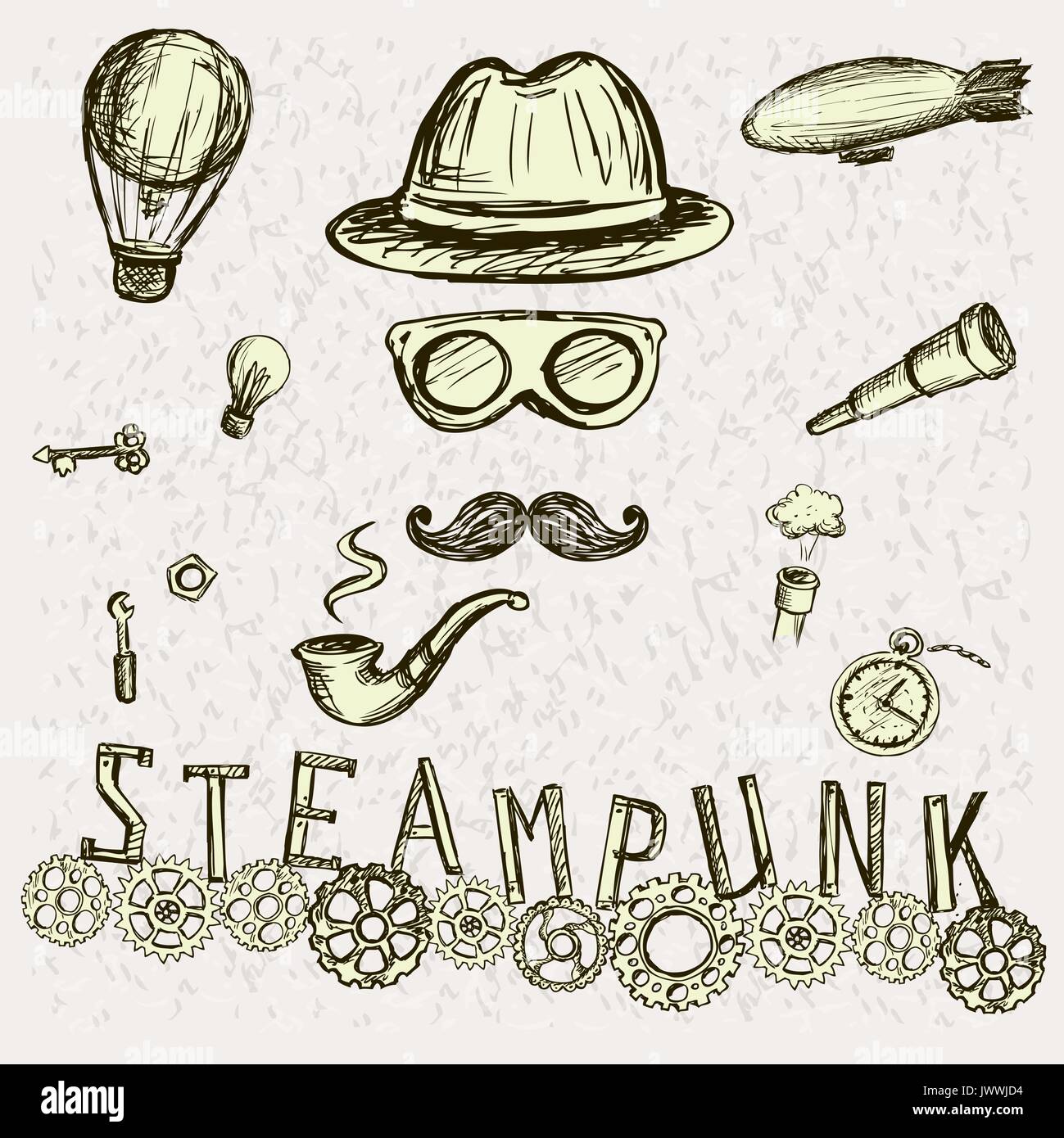 Steampunk collection, hand drawn vector illustration Stock Vector Image ...