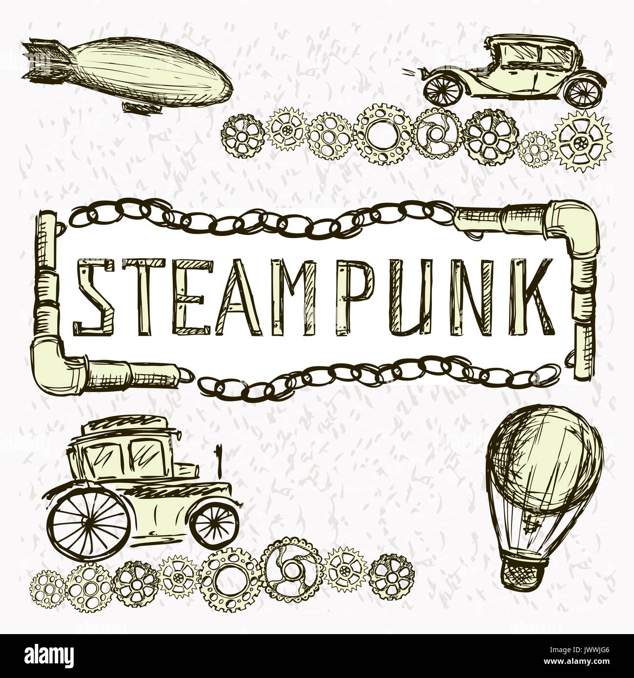 Doodle gears hand drawn Cut Out Stock Images & Pictures - Alamy