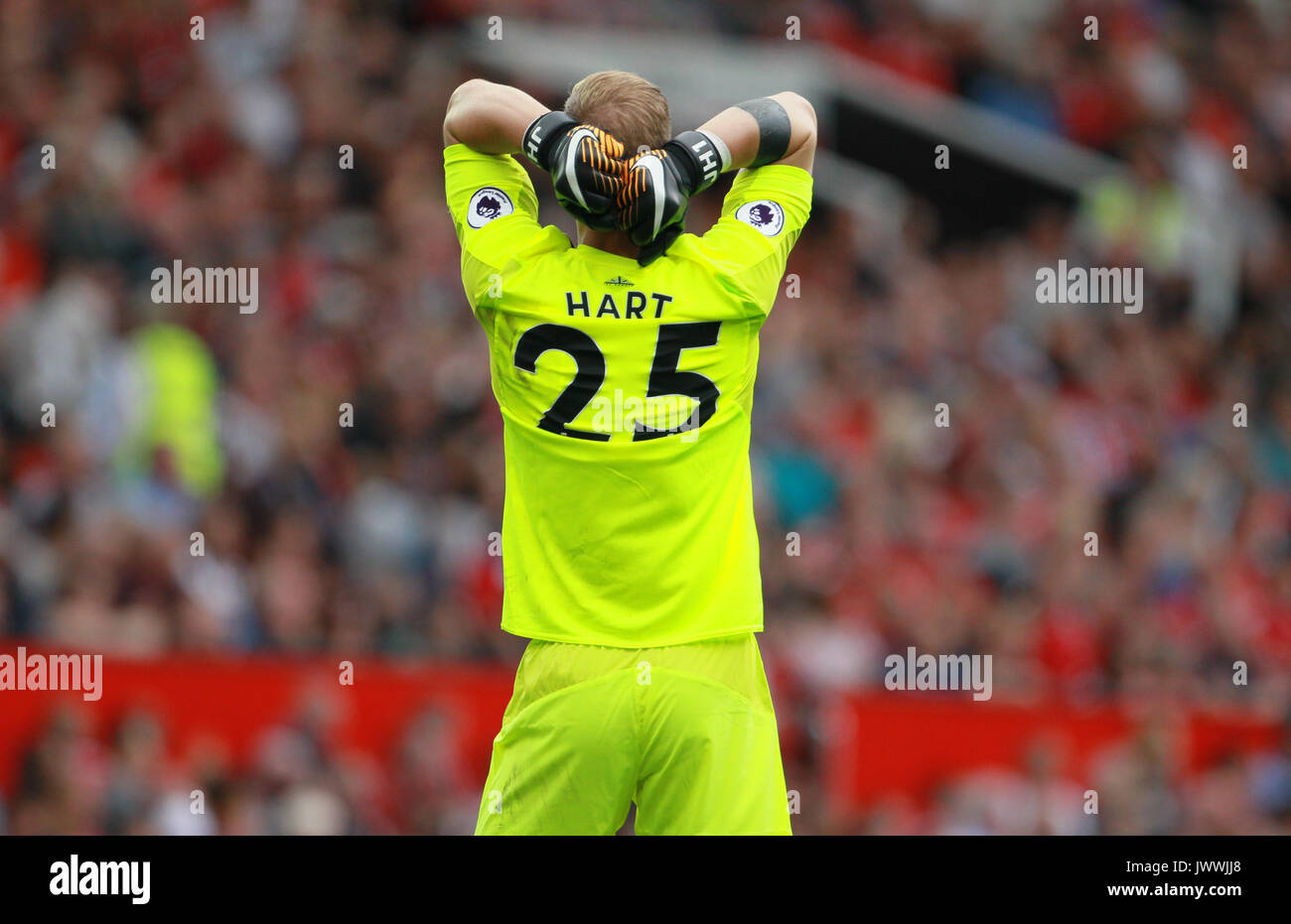 West Ham United goalkeeper Joe Hart shows his frustration during the ...