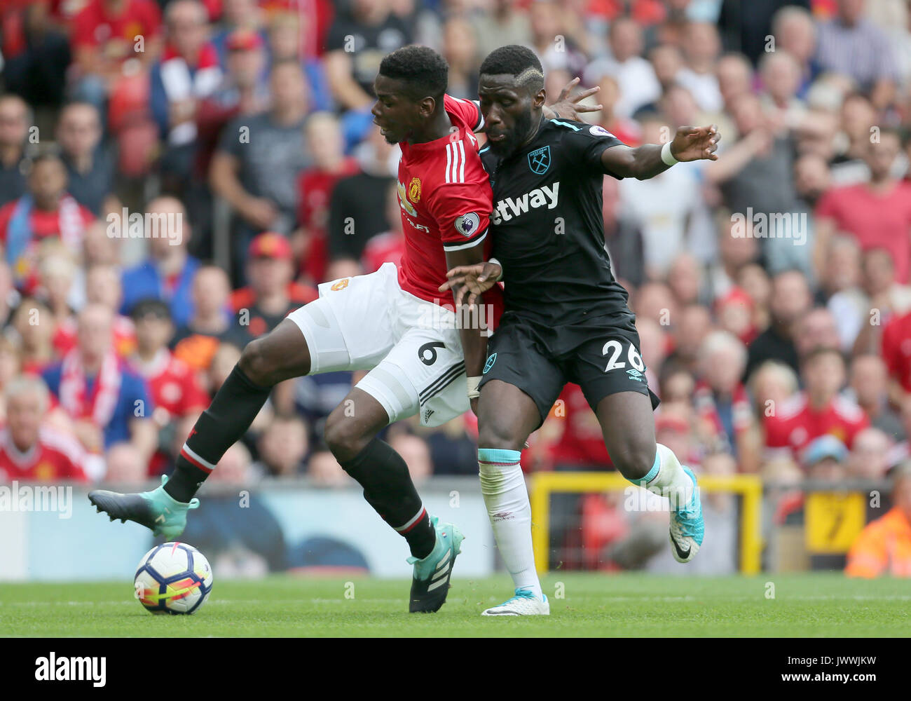 Manchester United's Paul Pogba (left) and West Ham United's Arthur ...