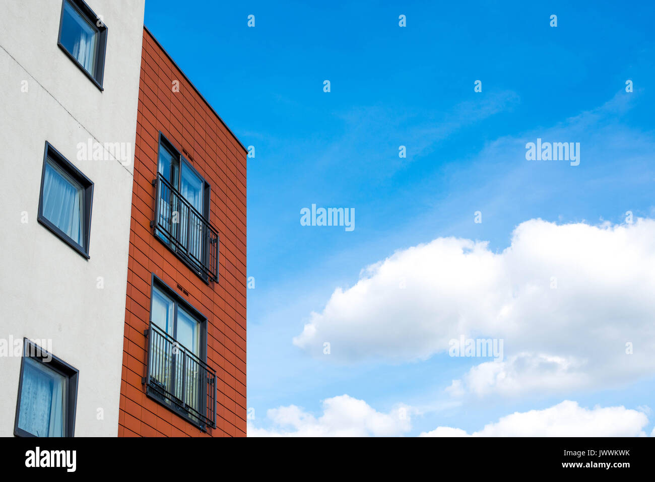 Modern Apartment Building or Block With External Cladding Against a ...
