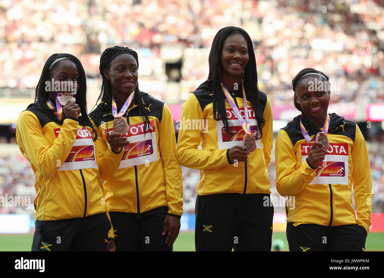 Jamaica's Jura Levy, Natasha Morrison, Simone Facey and Sashalee Forbes ...