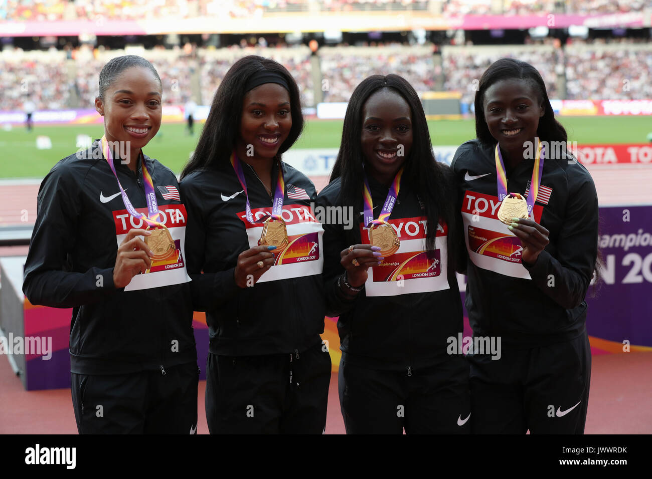 USA's Alysson Felix, Aaliyah Brown, Morolake Akinosun and Tori Bowie ...