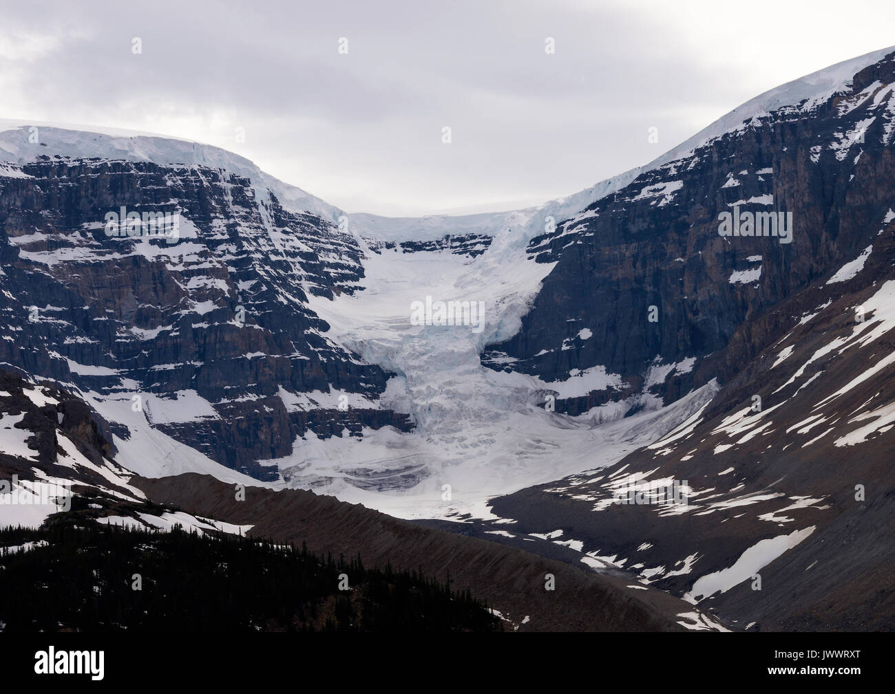 The Columbia Icefield with The Athabasca Glacier and Snow Covered ...