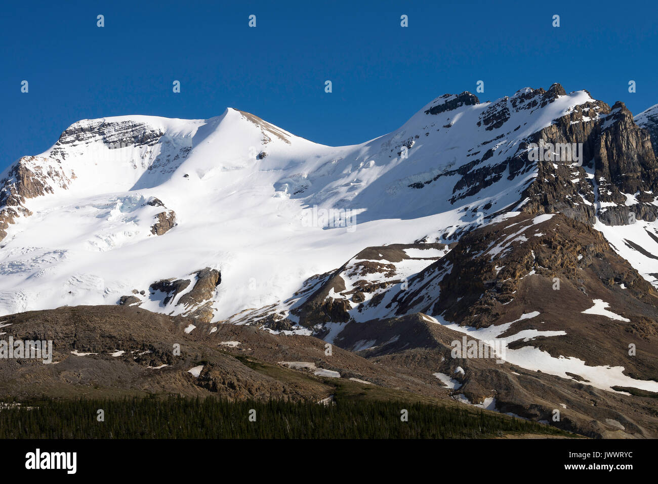 The Columbia Icefield with The Athabasca Glacier and Snow Covered ...