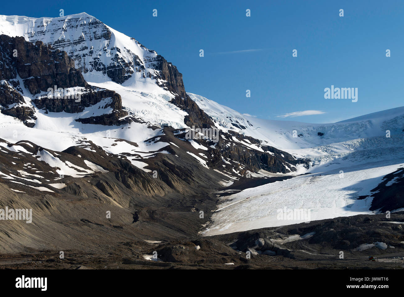 The Columbia Icefield with The Athabasca Glacier and Snow Covered ...