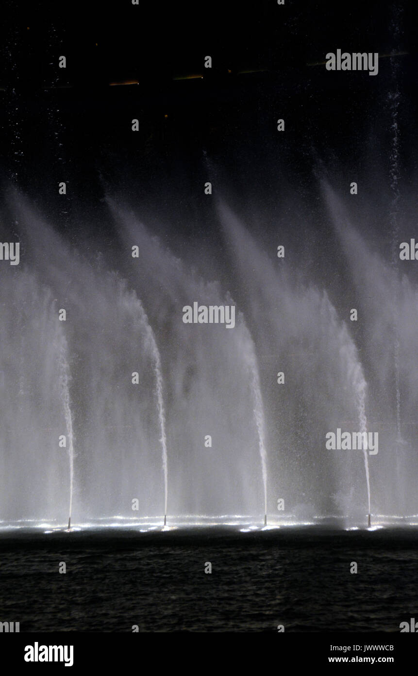 Water jets, builiding and landscape by night, in las vegas, usa Stock ...