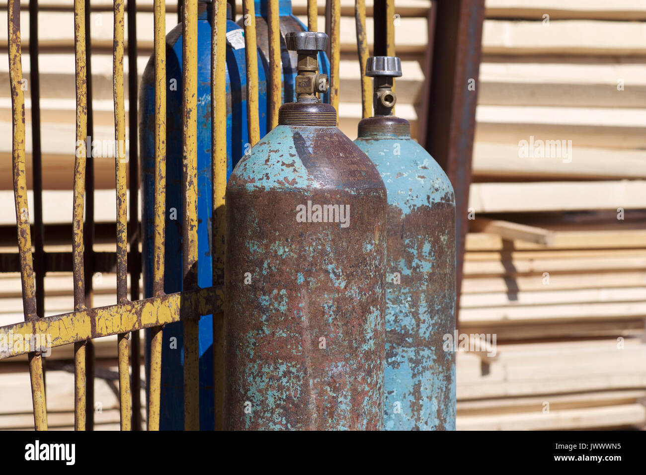 High pressure cylinders for compressed industrial gases, Russia Stock ...