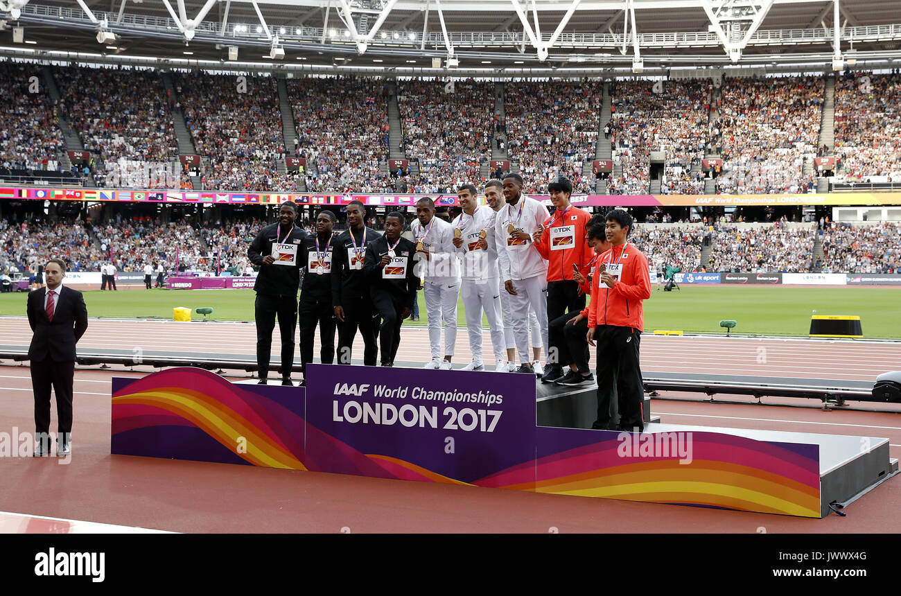 The winners of the 4x100m Men's Relay - USA (silver) Great Britain ...