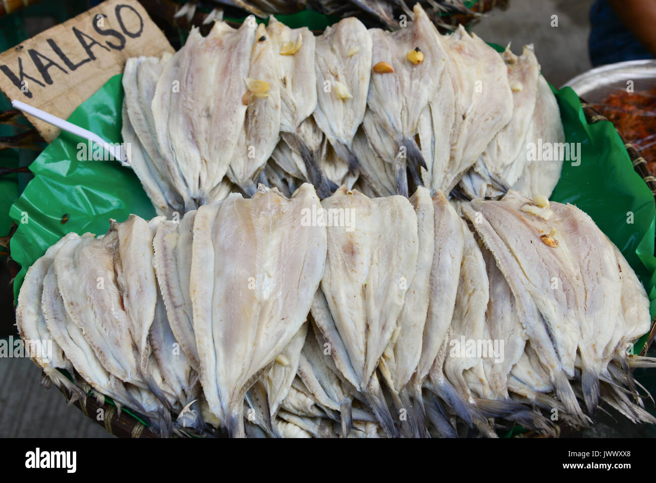 Pile of dried seafood at local market in Manila, Philippines. Manila is ...