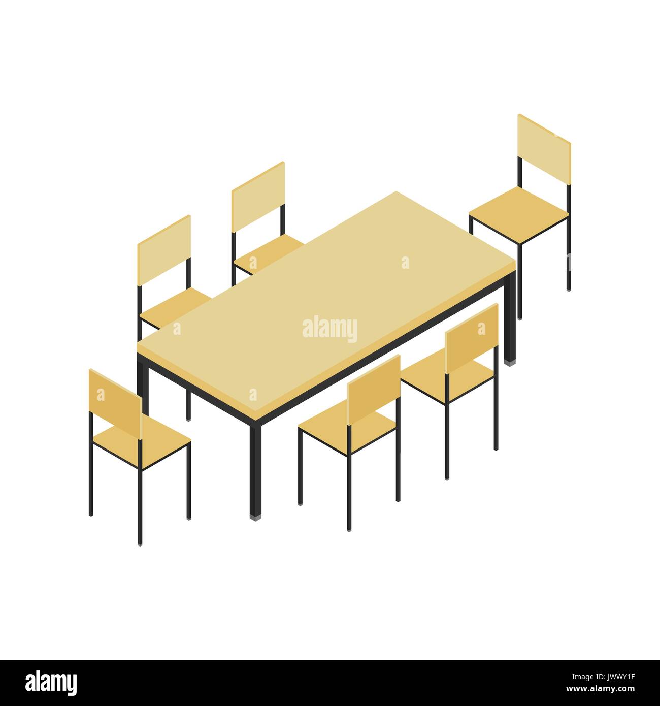 Vector illustration isometric perspective 3d office table and chairs ...