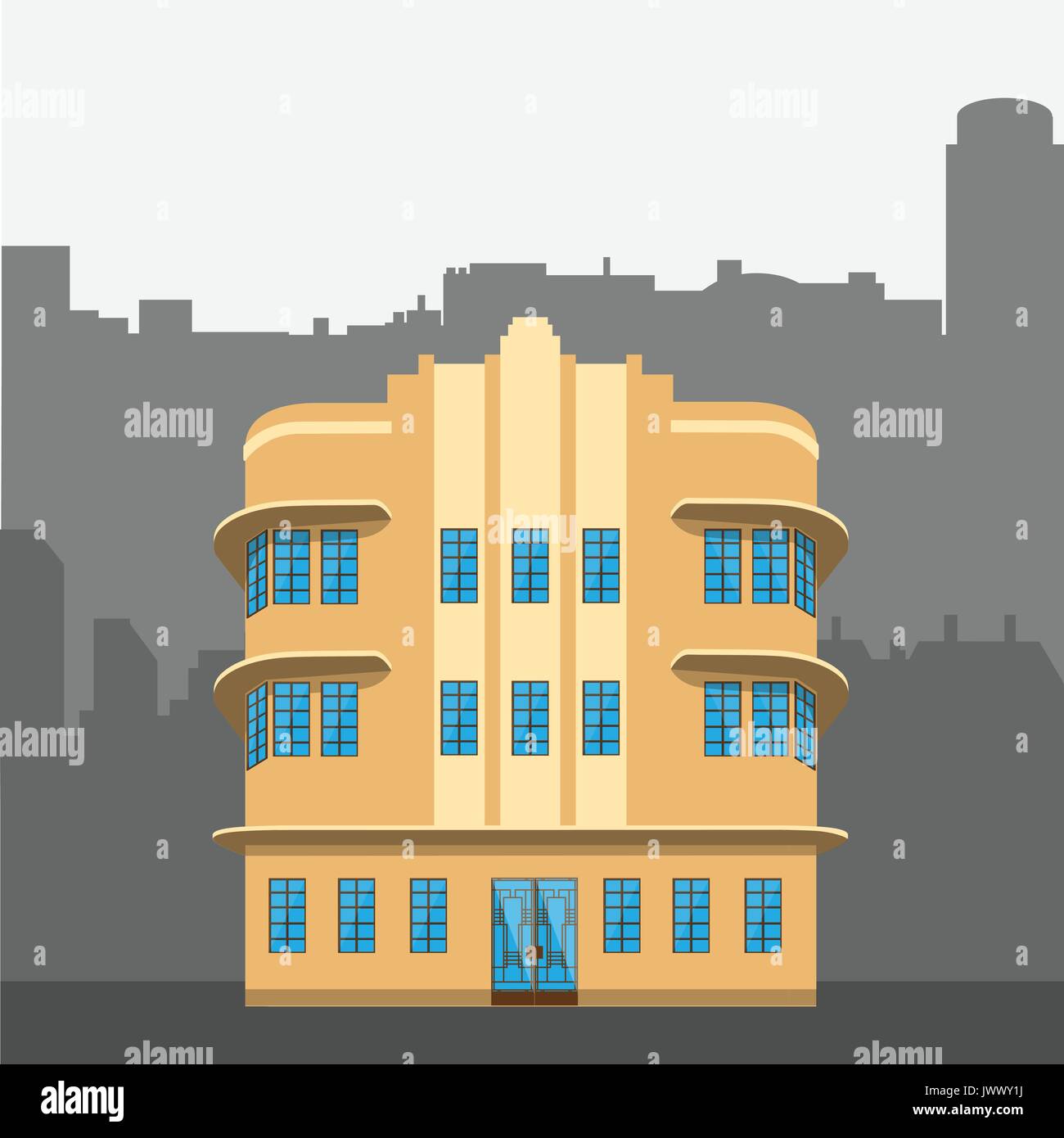 Vector illustration residential building. House in art deco style ...