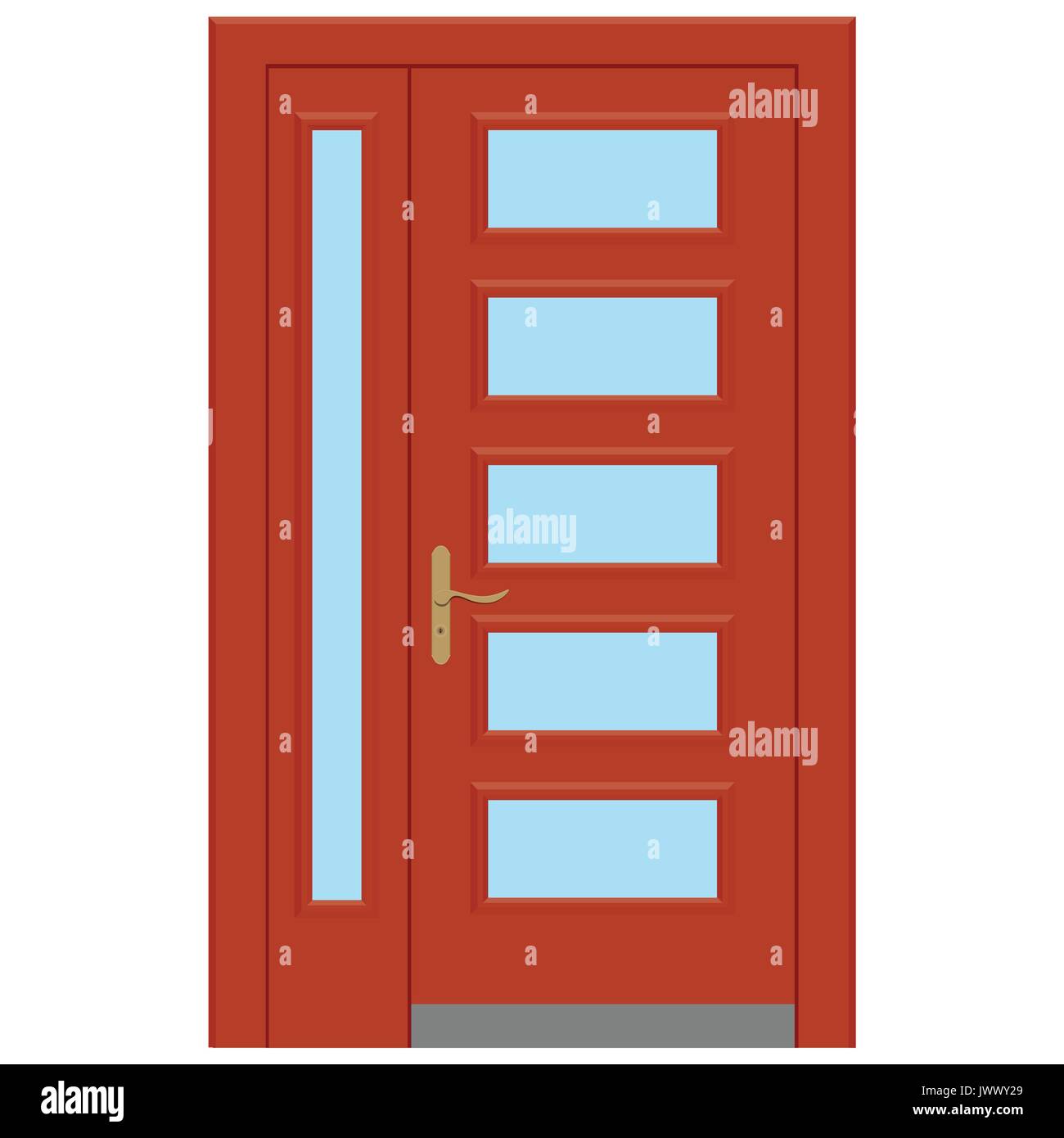 Vector illustration realistic closed red front door isolated on white ...