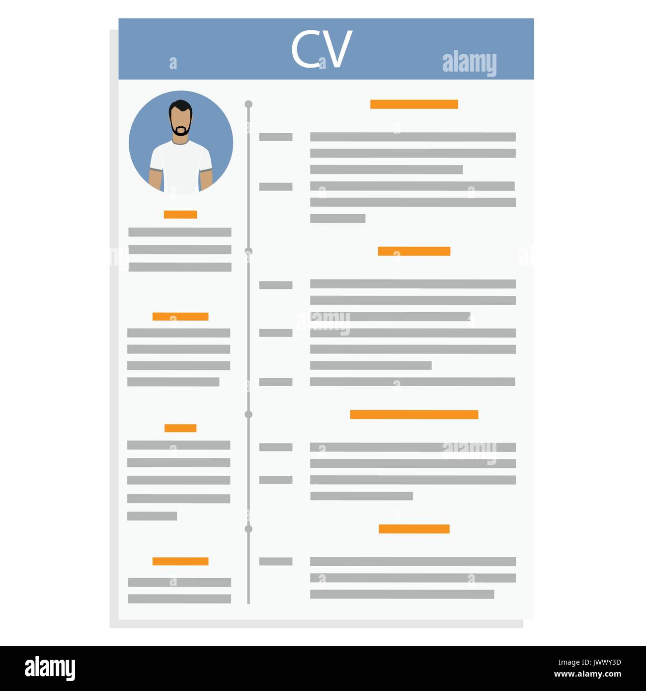 Vector illustration CV or resume design template with man photo ...