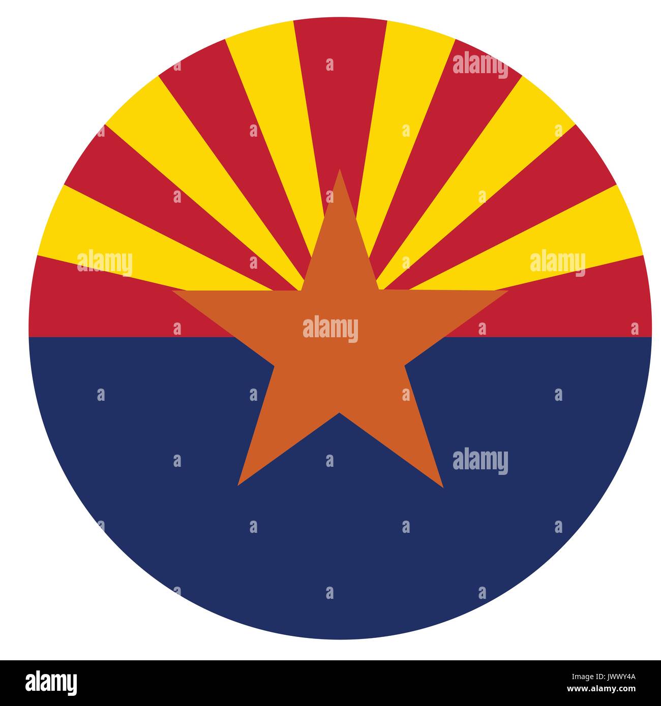Round Arizona state flag vector icon isolated on white background. USA ...