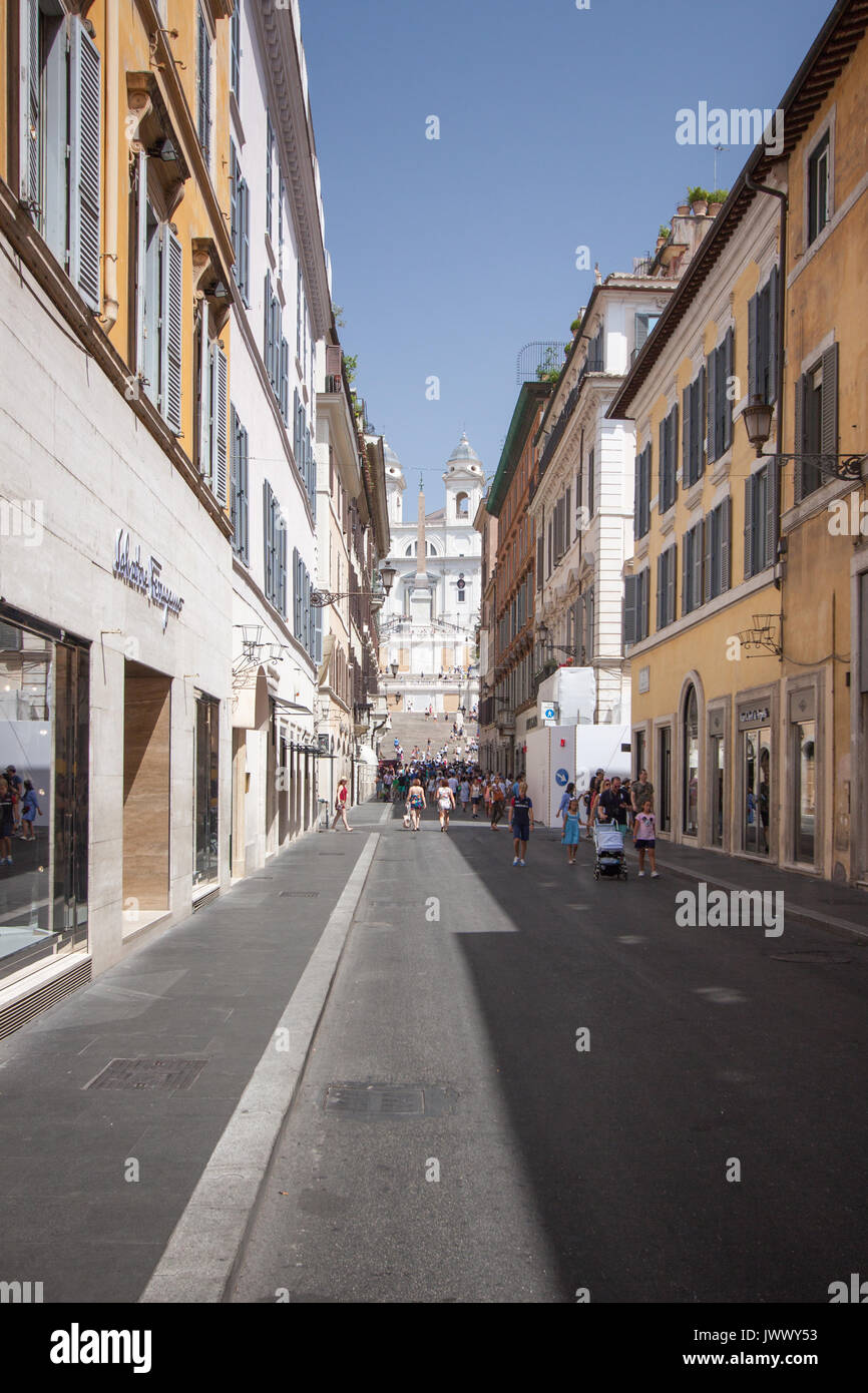 Rome street scene with Piazza di Spagna in the background Stock Photo ...