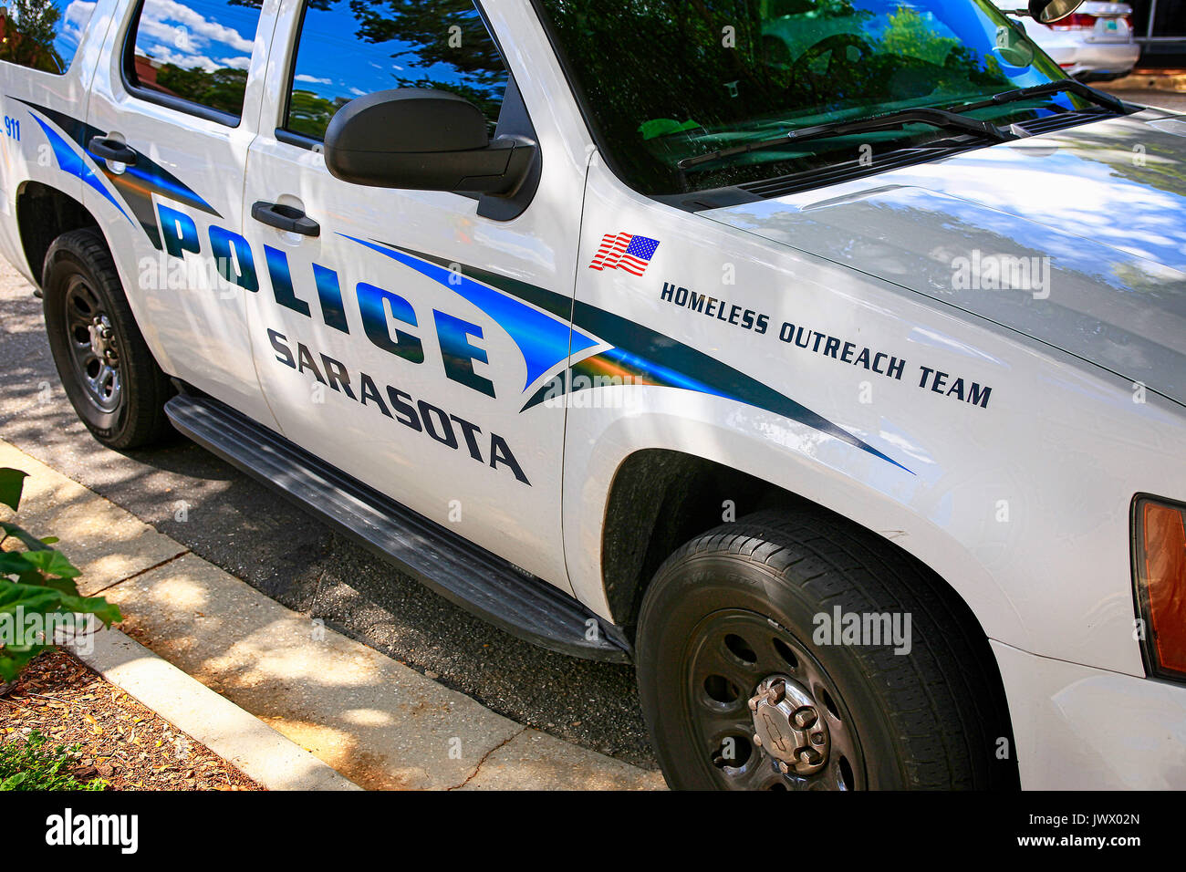 Police vehicle of the Sarasota Police Dept in Florida USA Stock Photo ...