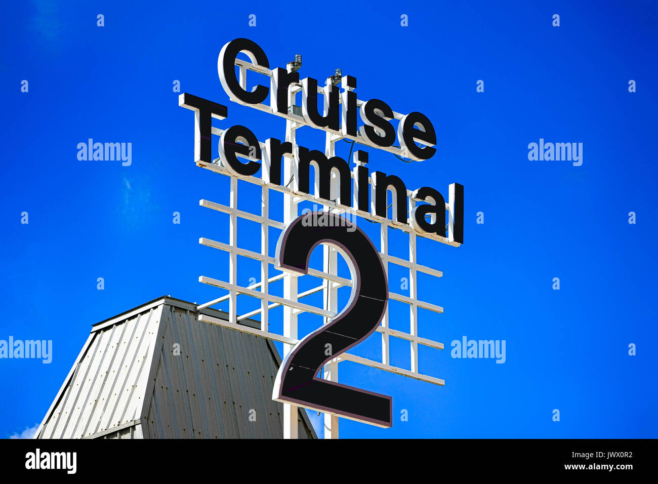 Cruise Terminal 2 overhead sign in Tampa FL, USA Stock Photo - Alamy
