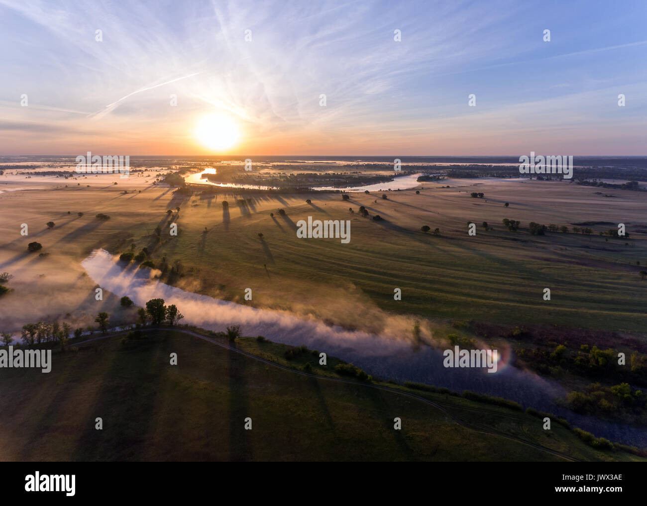 Fog over water sunrise aerial hi-res stock photography and images - Alamy