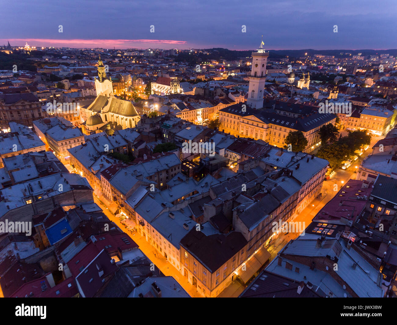 Aerial view of old city of lvov hi-res stock photography and images - Alamy